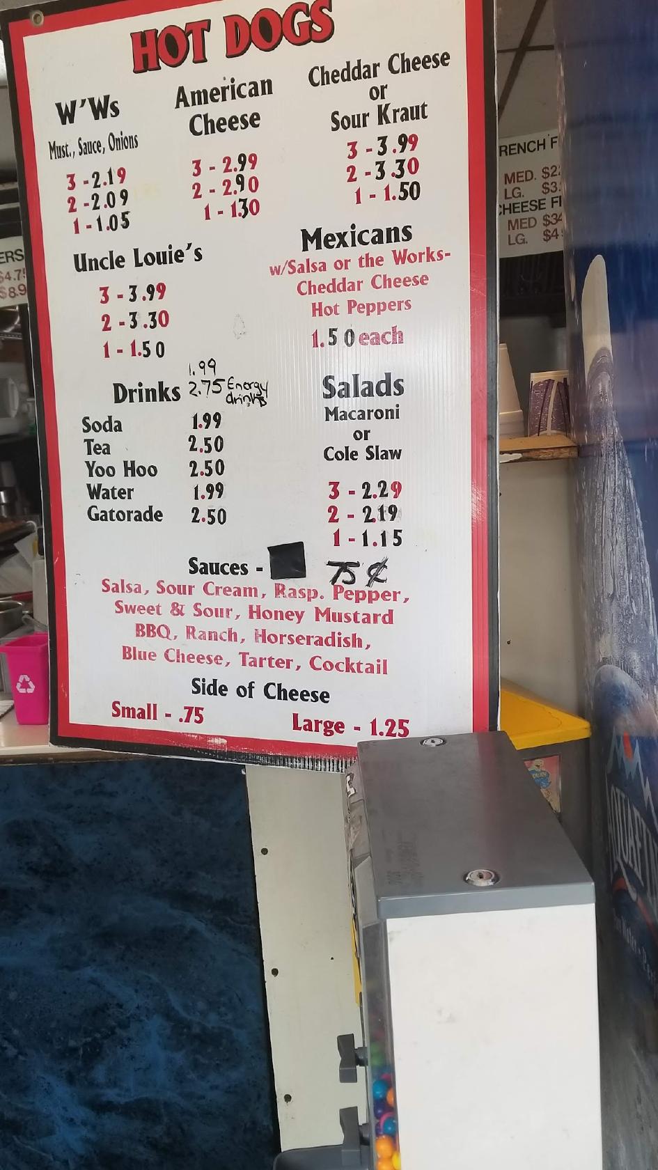 Menu at The Dog Shack restaurant, Hudson Falls