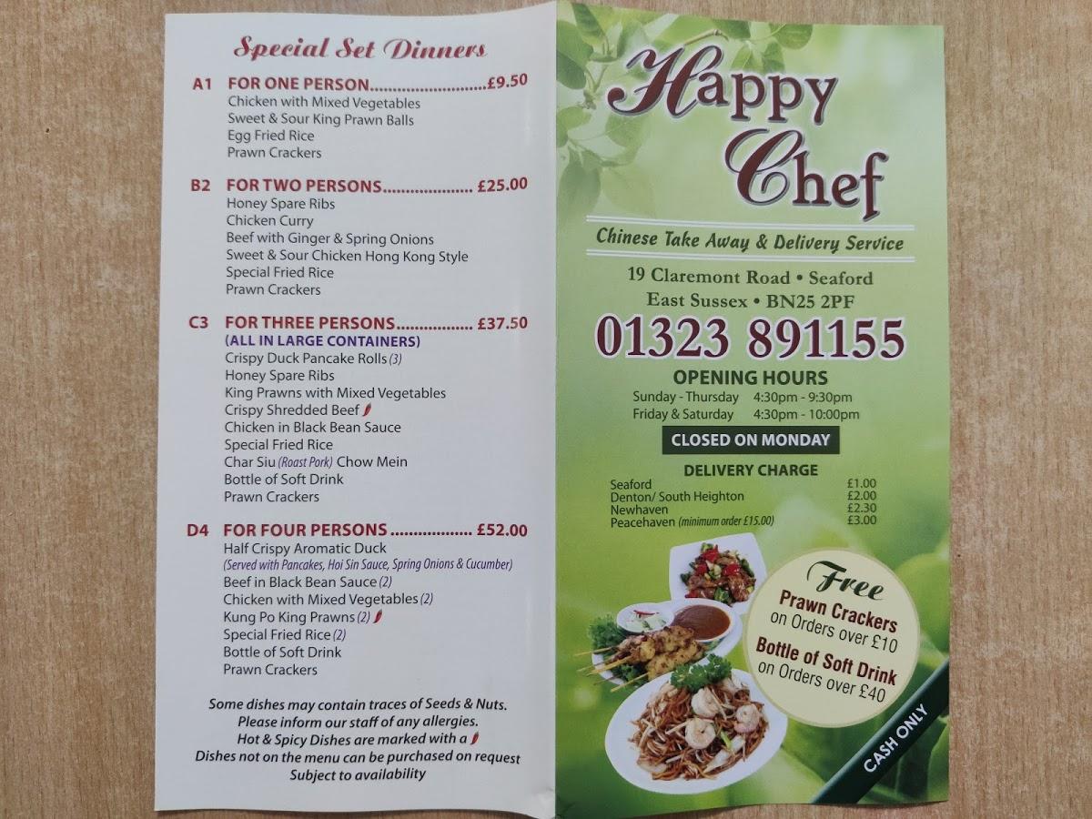 Menu at The Happy Chef Chinese fast food, Seaford