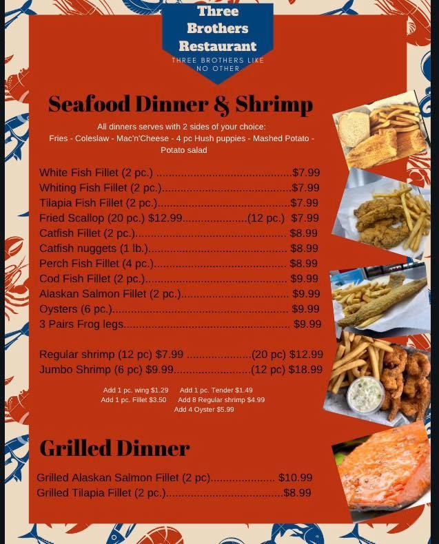 Menu at Three Brothers Restaurant, Louisville