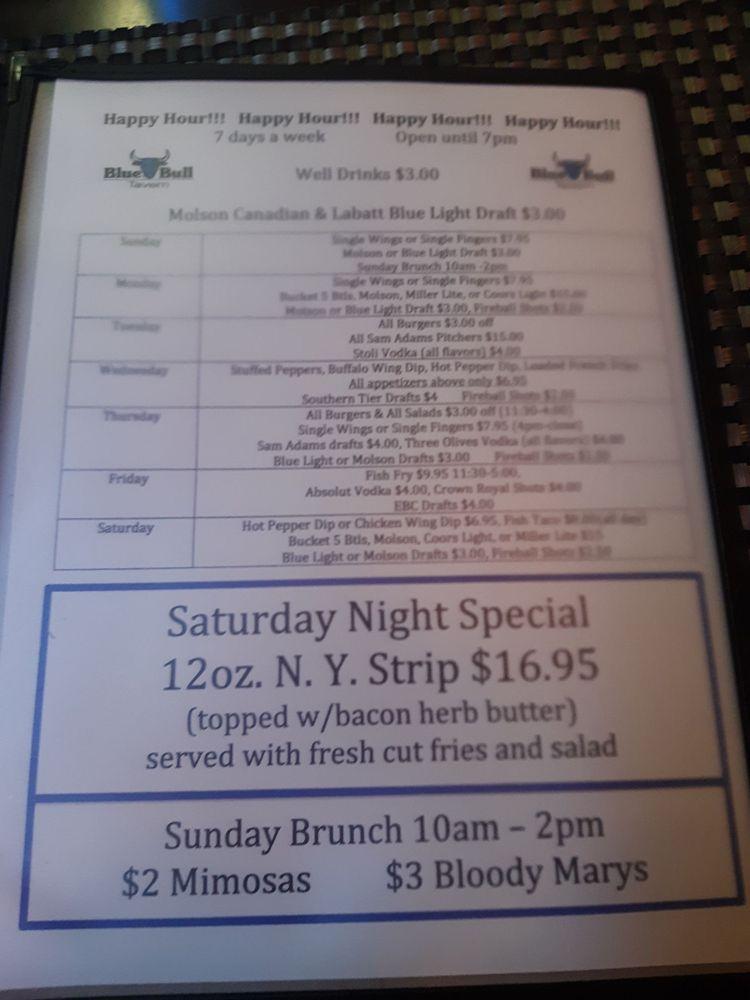 Menu at Blue Bull Tavern pub & bar, Amherst