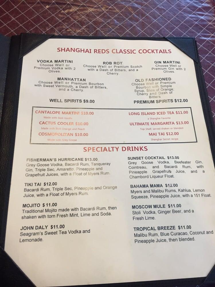 Menu at Shanghai Reds Bar & Grill, Palm Springs, 235 S Indian Canyon Dr