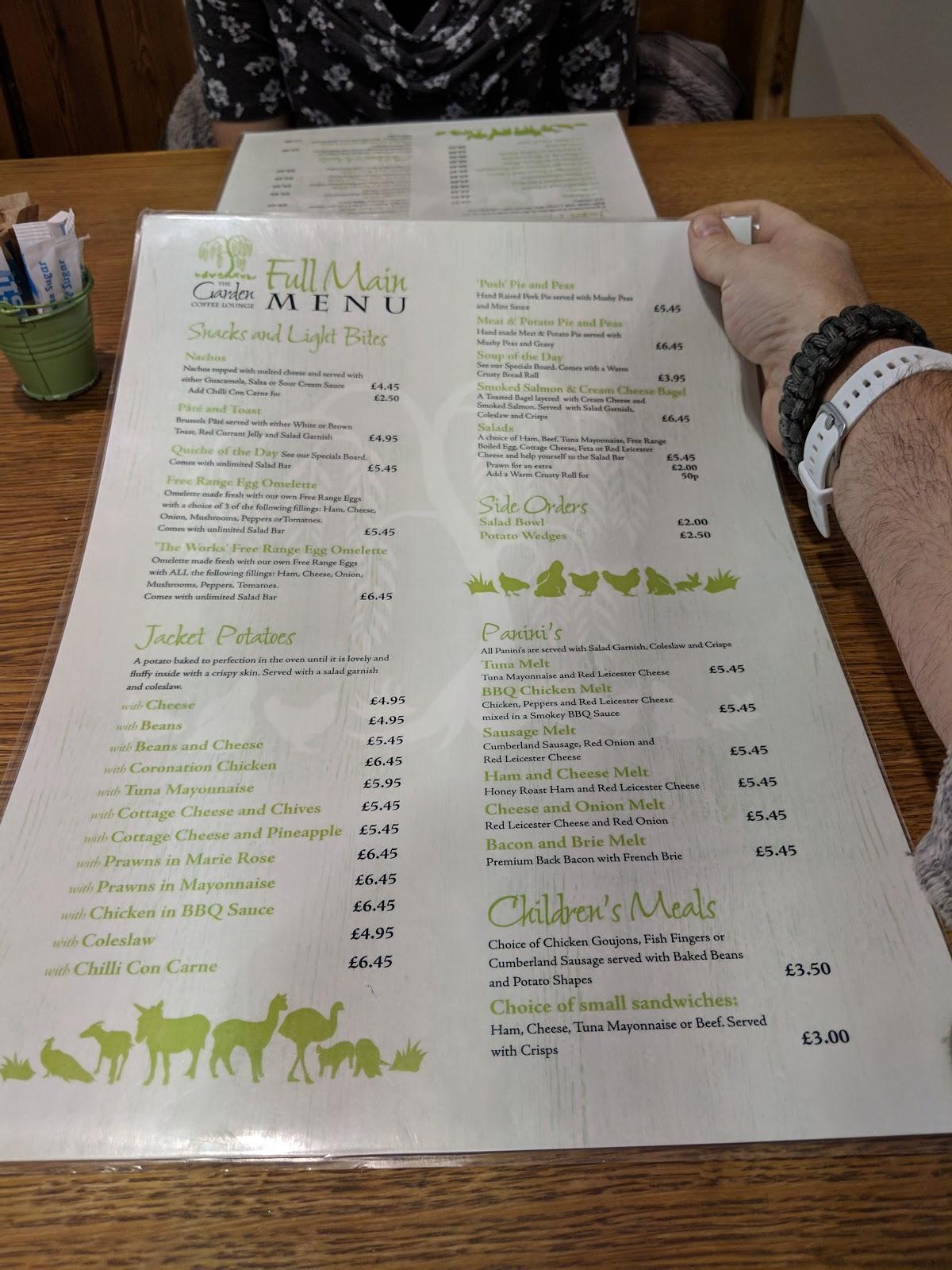 Menu at Garden Coffee Lounge cafe, Liversedge