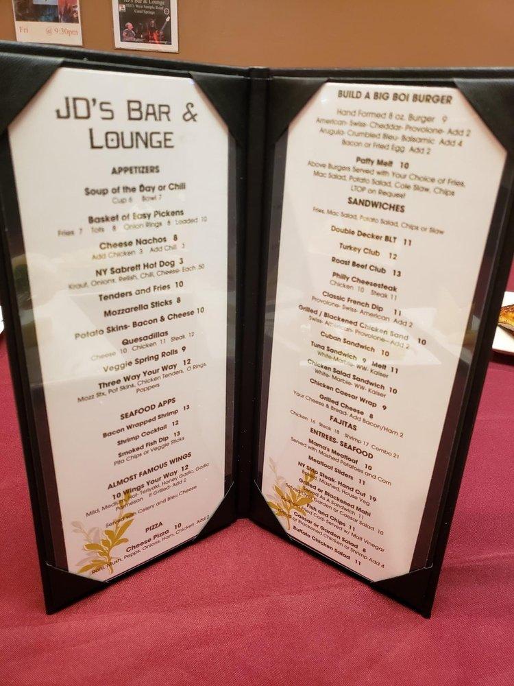 Menu at JD's Bar & Lounge, Coral Springs