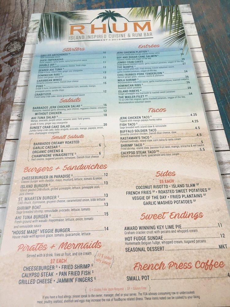 Menu at RHUM restaurant, Patchogue