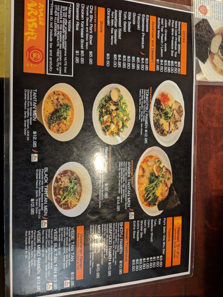 Menu at Ramen Arashi Banff restaurant, Banff
