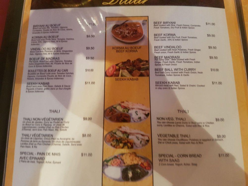 Menu at Restaurant Didar, Montréal