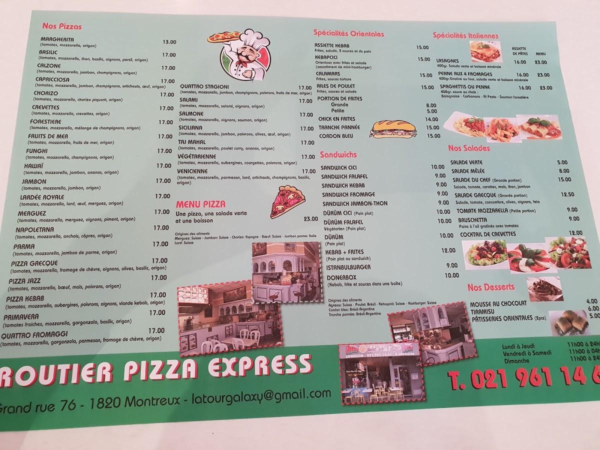 Menu at Routier Pizza Express, Montreux, Grand' Rue 74
