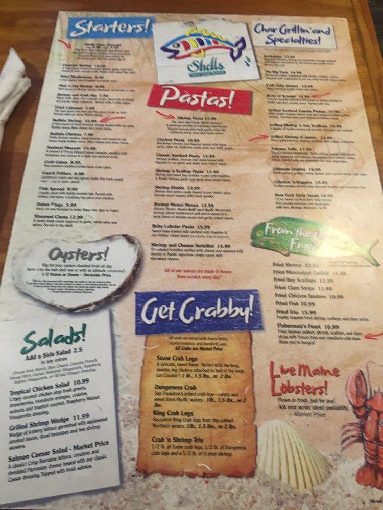 Menu at Shells Seafood restaurant, Tampa, 202 S Dale Mabry Hwy