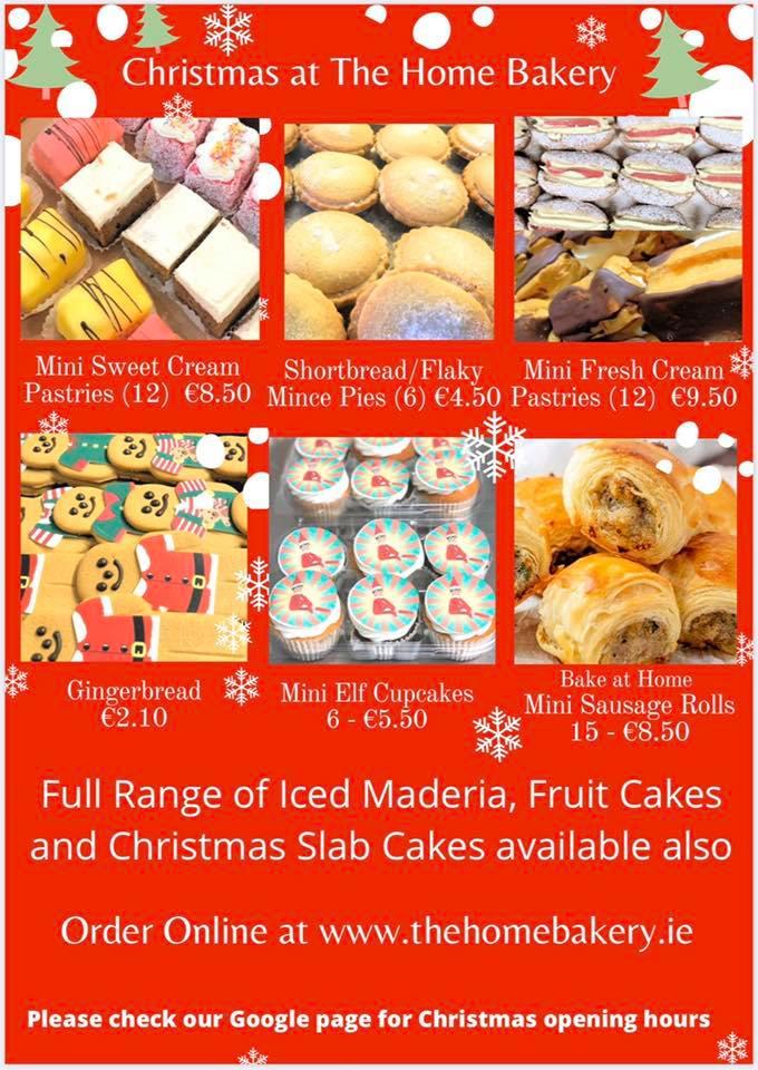 Menu at The Home Bakery, Dundalk, 1 & 2 Jocelyn St