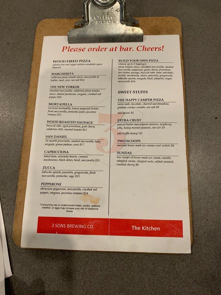 Menu at 3 Sons Brewing Co pub & bar, Dania Beach