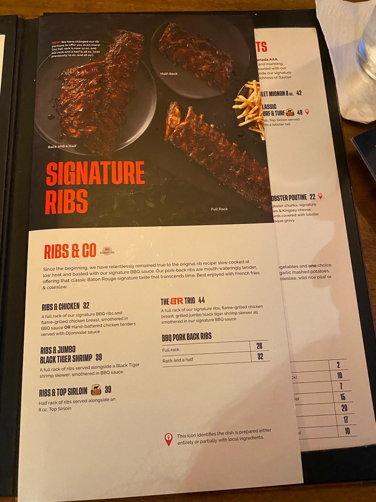 Menu at Bâton Rouge Grillhouse & Bar, Whitby