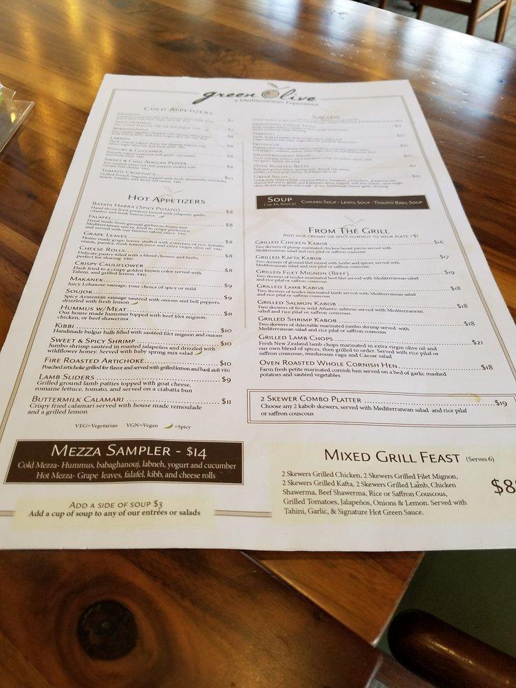 Menu at Green Olive pub & bar, Downey, Lakewood Blvd