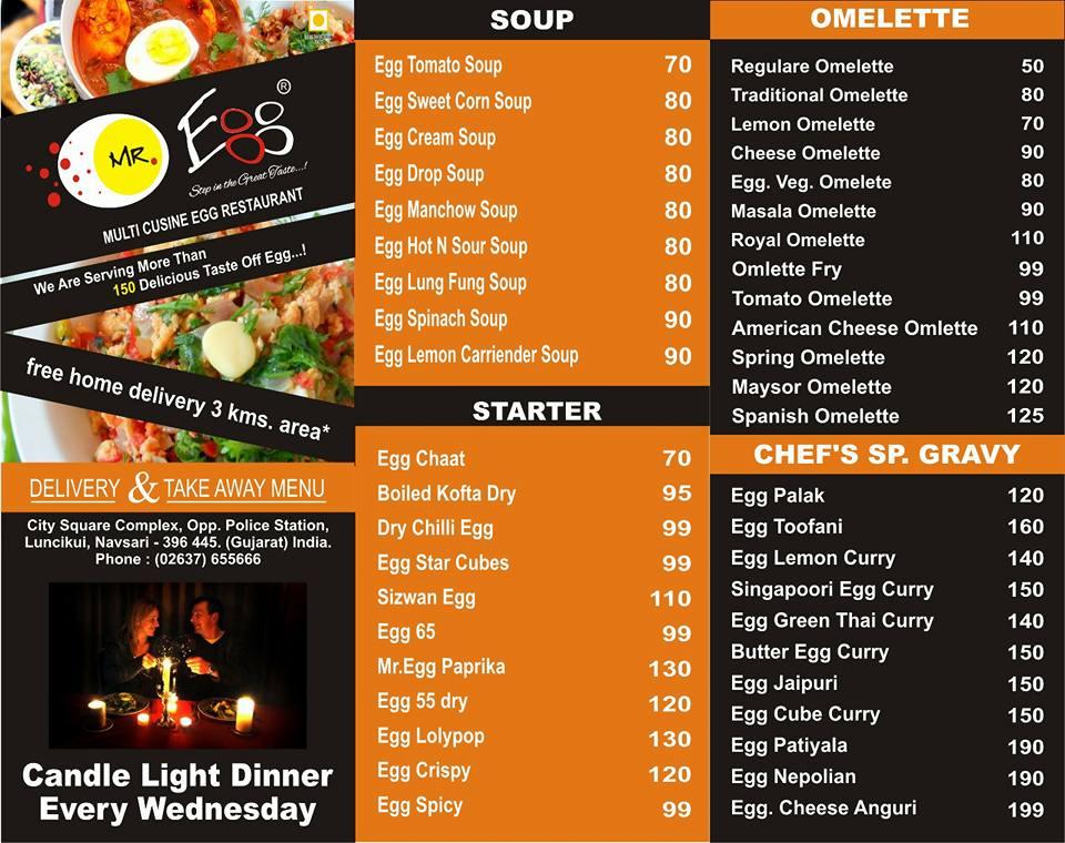 Menu at MR EGG, Navsari