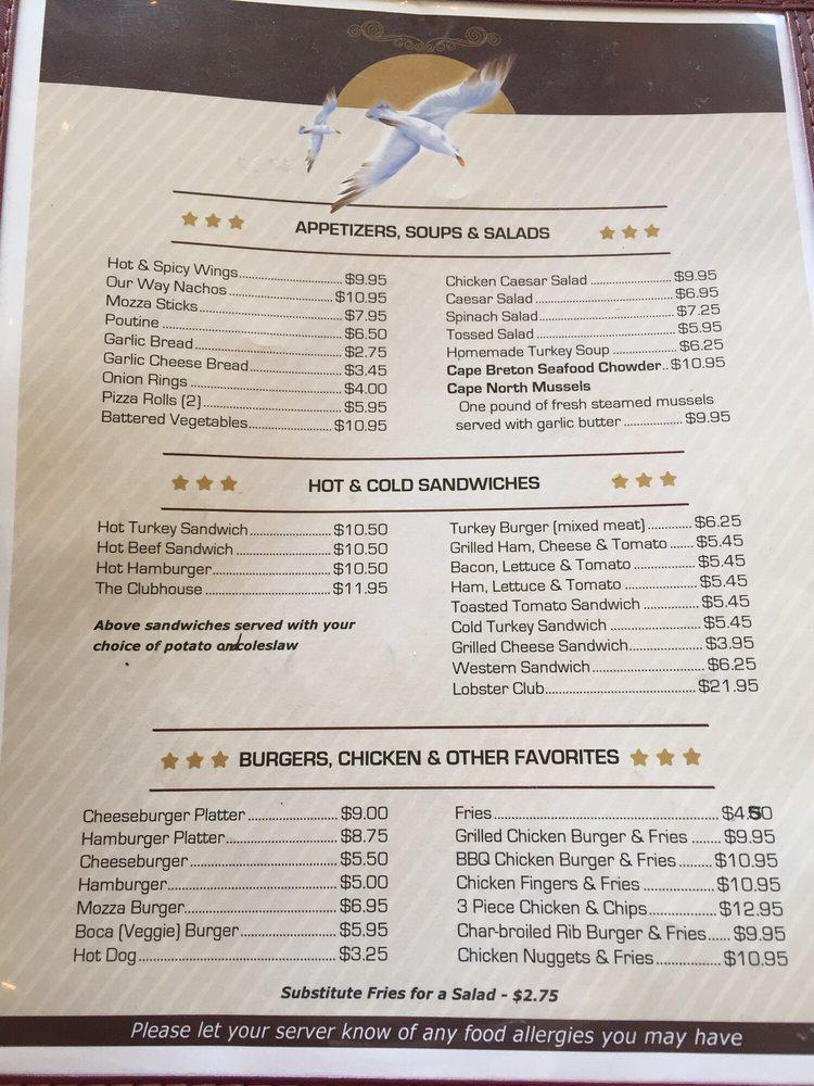 Menu at Seagull Restaurant, Ingonish