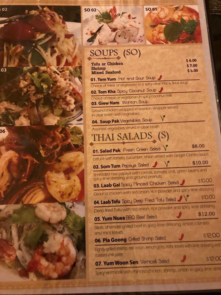 Menu at Dusit Thai Cuisine restaurant, Newport