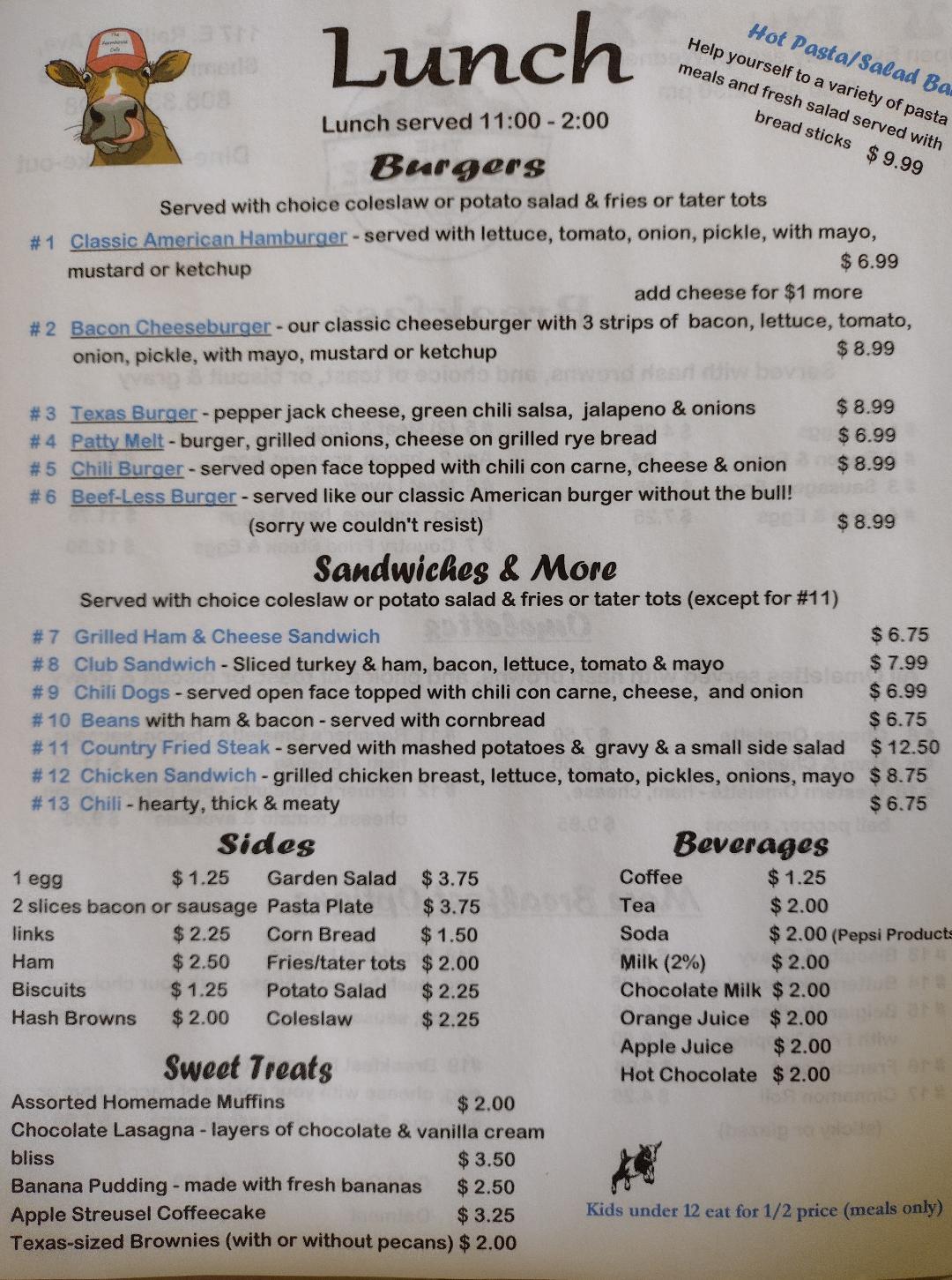 Carta de Farmhouse Cafe, Shamrock