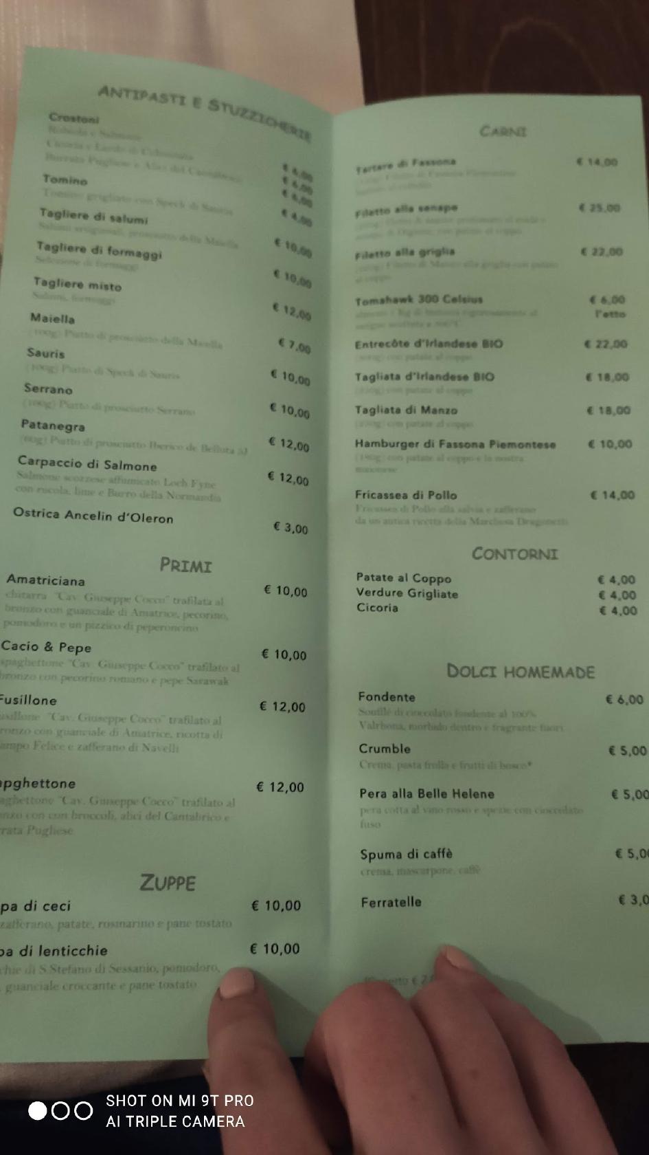 Menu da Il Dragoncello ristorante, L'Aquila, Viale della Croce Rossa 42