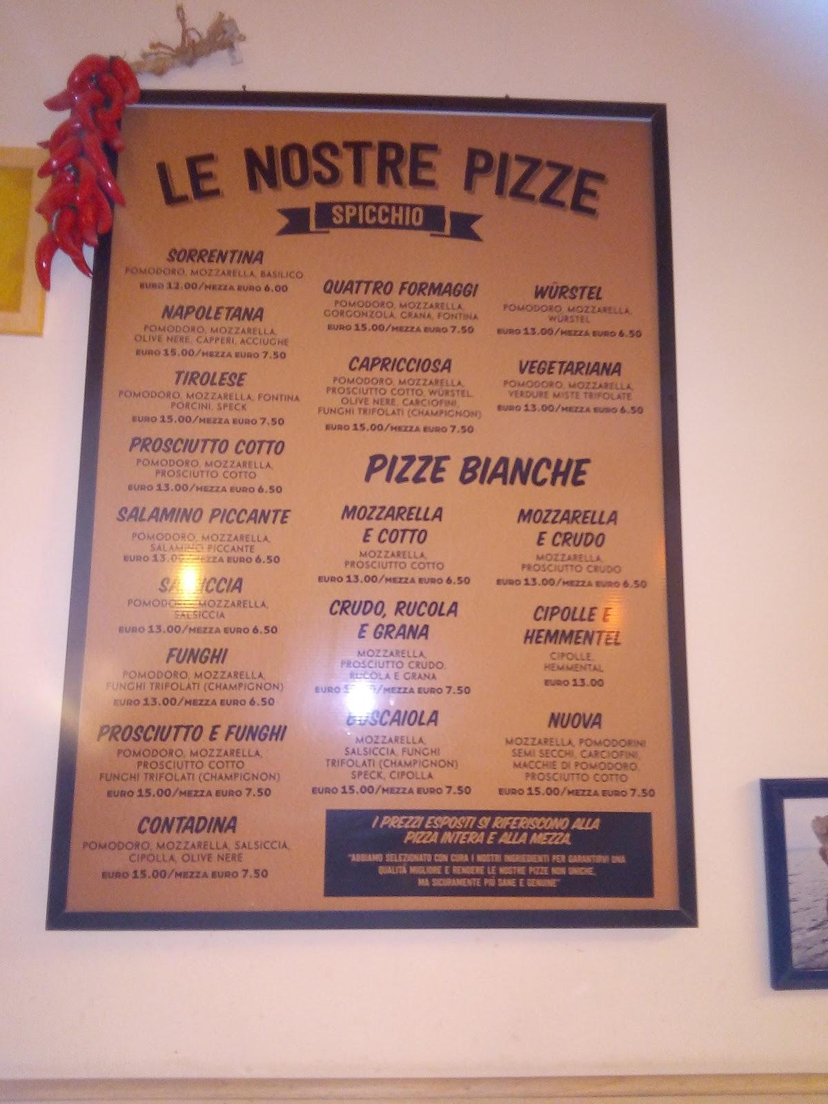 Menu da Lo Spicchio ristorante, Borgo San Lorenzo