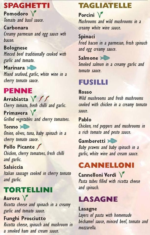 Menu at Pablos Restaurant, Eastbourne