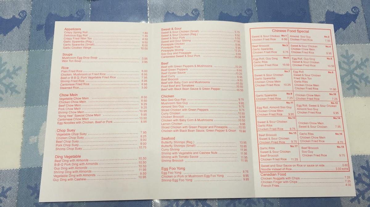 Carta del restaurante Song Hee Take Out, San Juan del Terranova