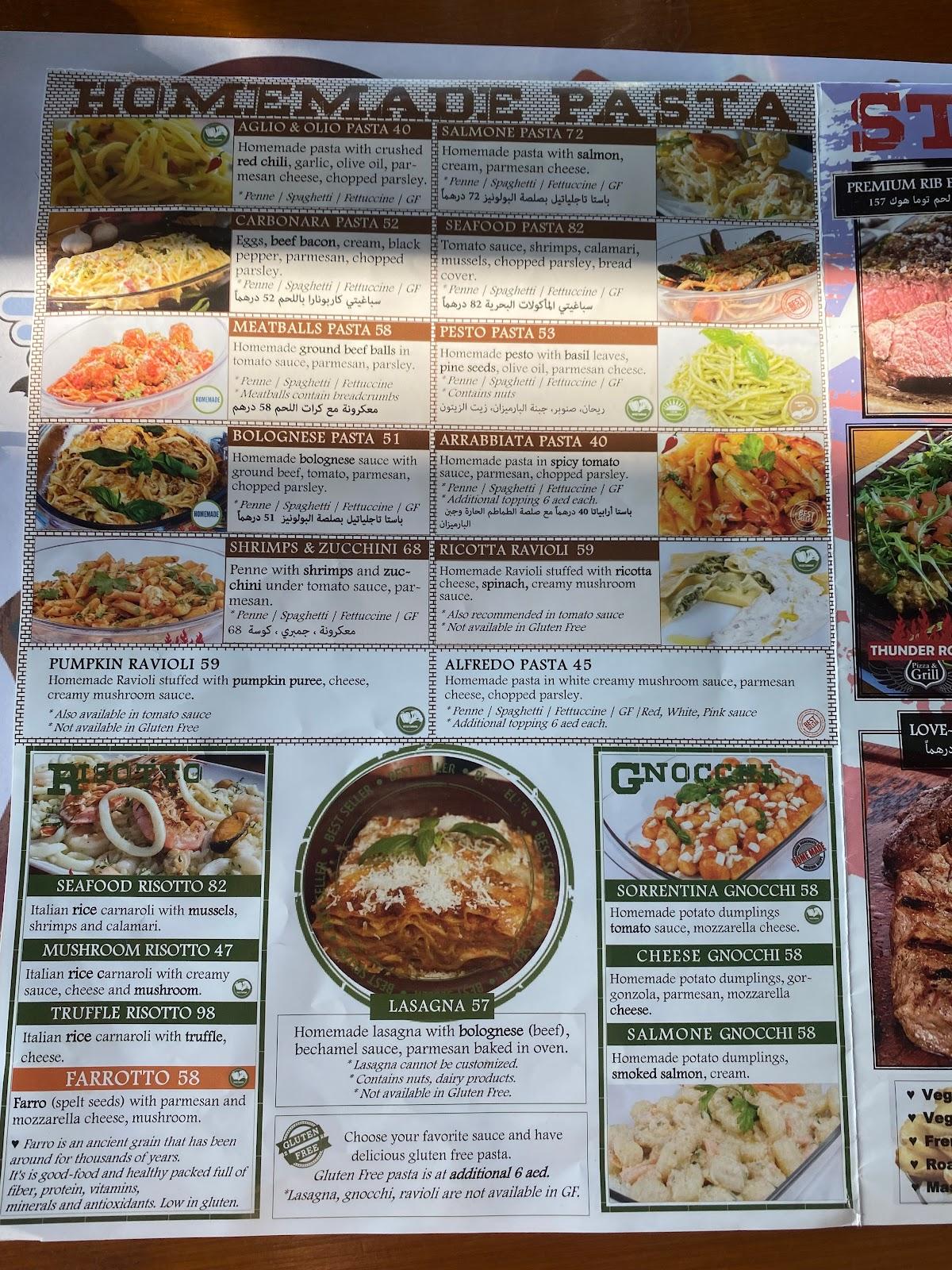 Menu at Thunder Road Pizza & Grill restaurant, Umm Al Quwain