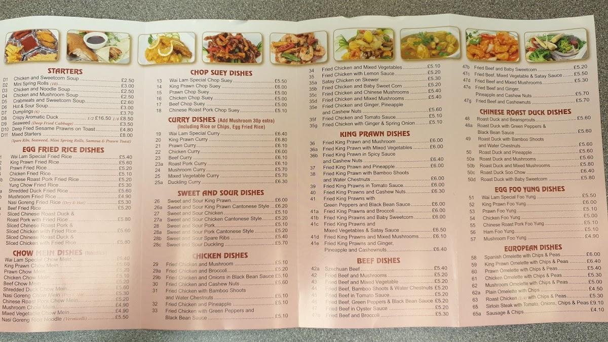 Menu at Wai Lam House fast food, Banbury