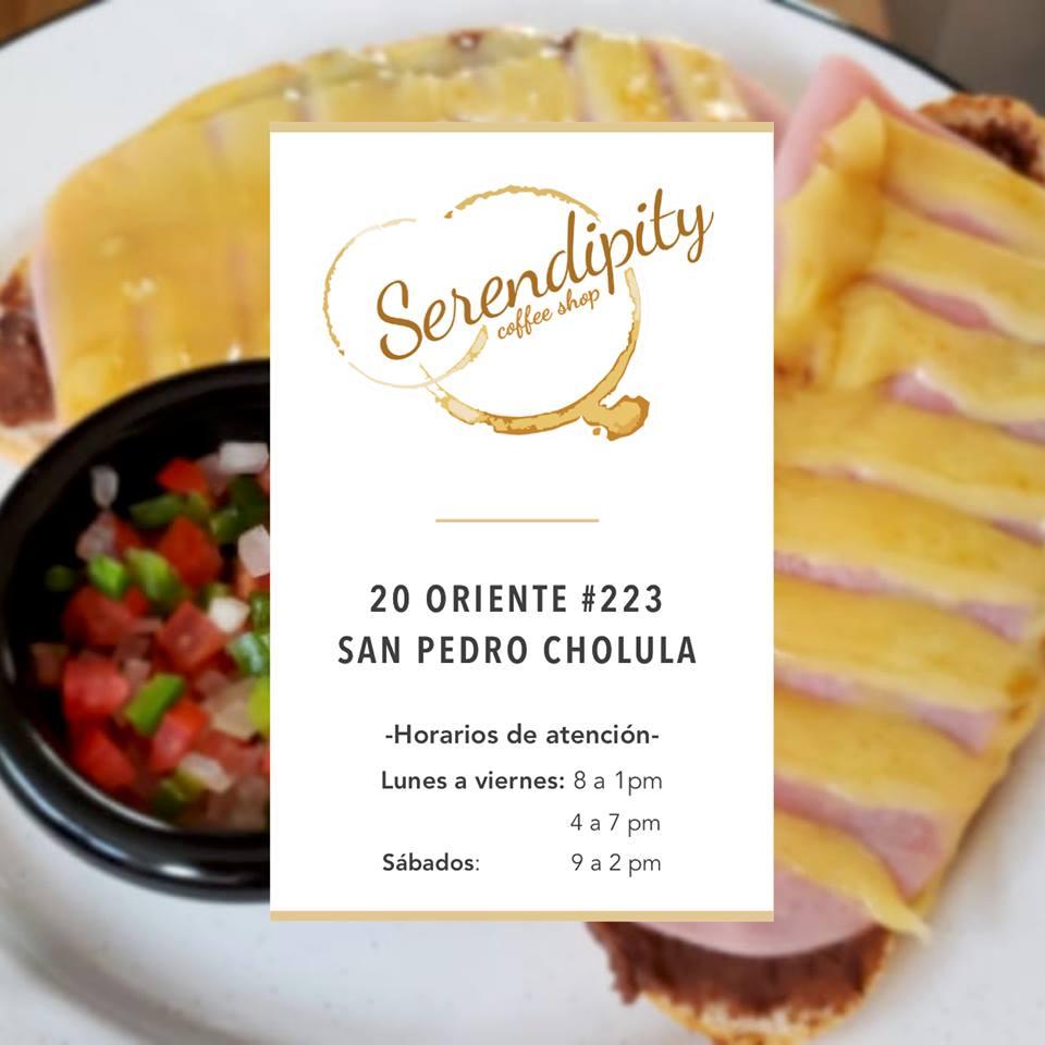 Carta de Cafetería Serendipity, Cholula de Rivadabia