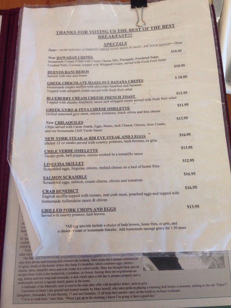 Menu at Gold Miner Cafe, Folsom
