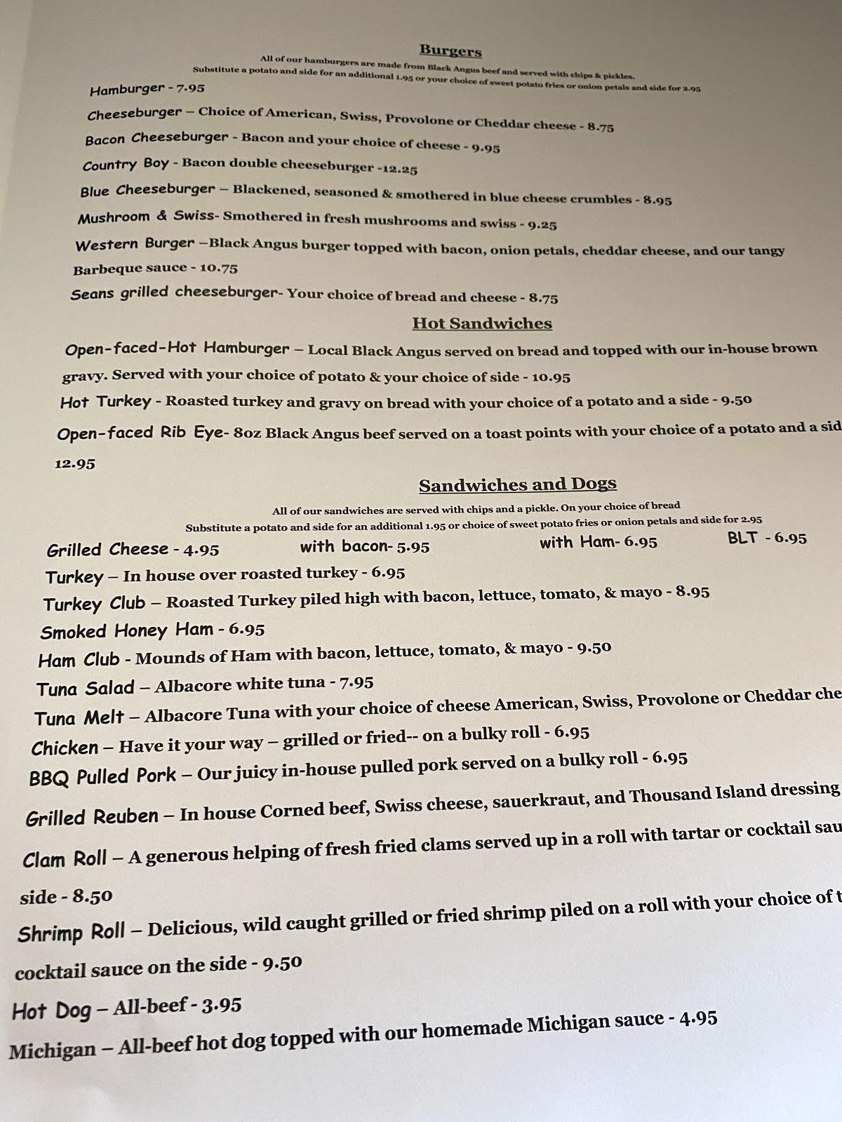 Menu at Green Mountain Cafe, Saint Albans City