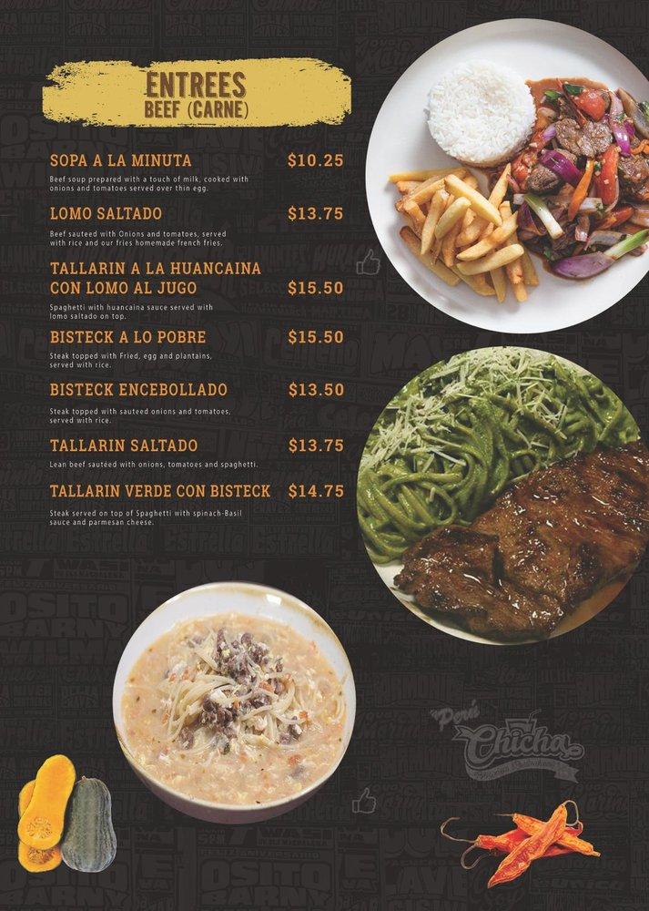 Menu at PERU CHICHA PERUVIAN RESTAURANT., Gardena
