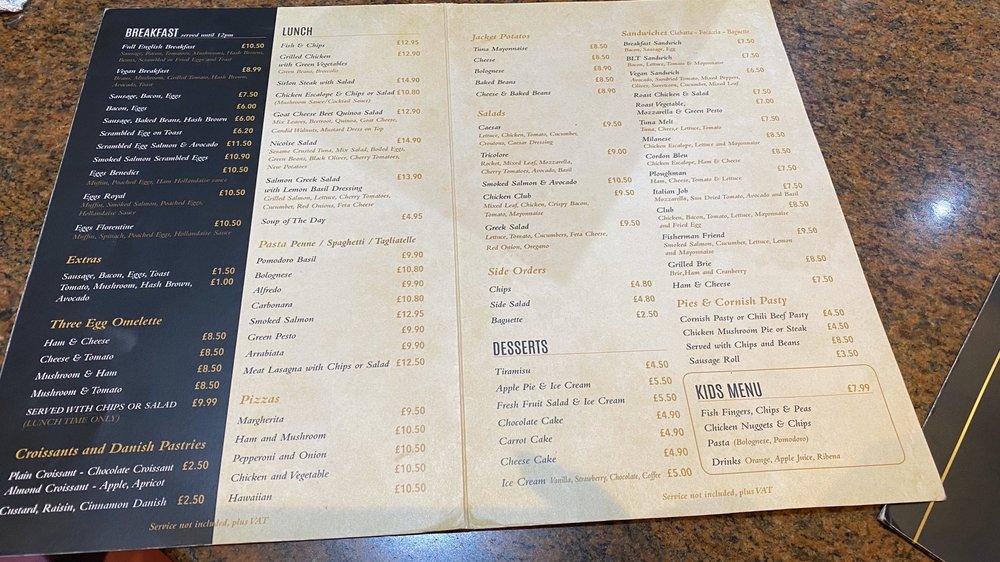 Menu at El Pronto Caffe cafe, London