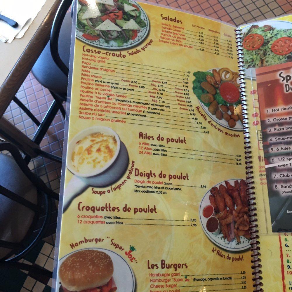 Menu au Resto Joe Sous-Marin & Crémière pizzeria, Terrebonne