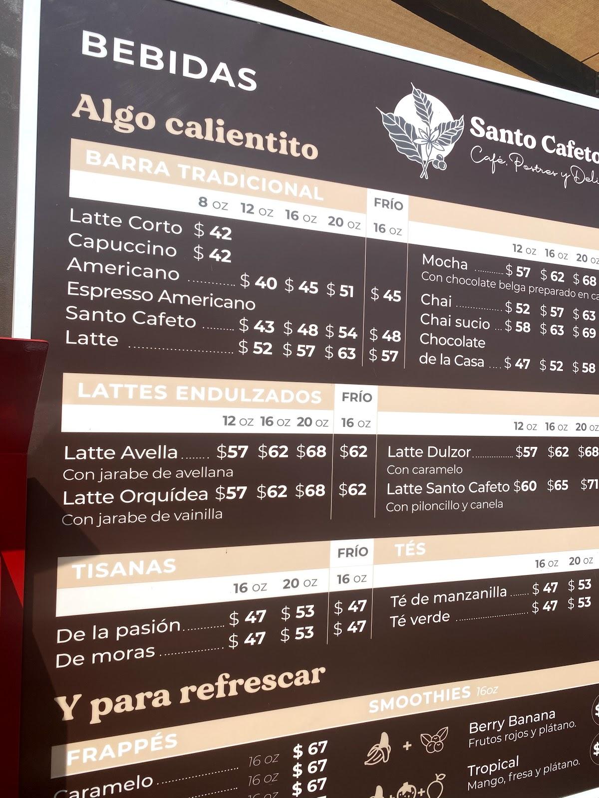 Menu at Santo Cafeto, Tijuana