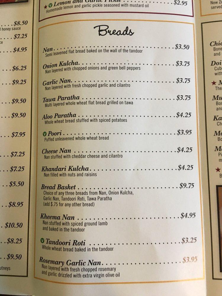 Carta del restaurante Tanjore Cuisine Of India, Fishkill