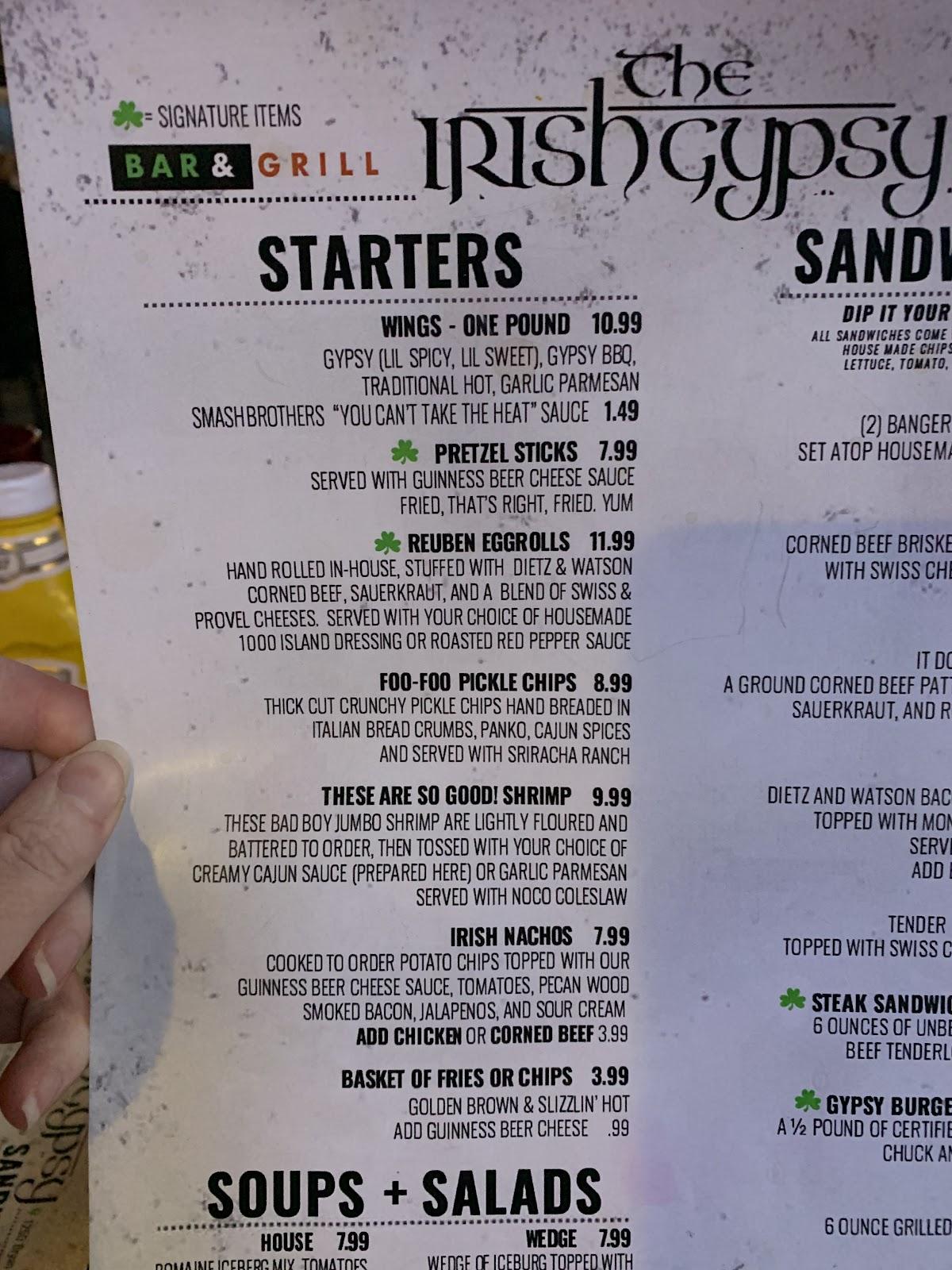 Menu at The Irish Gypsy pub & bar, O'Fallon