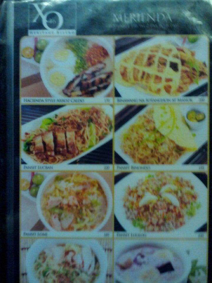 Menu at XO 46 Heritage Bistro restaurant, Pasig