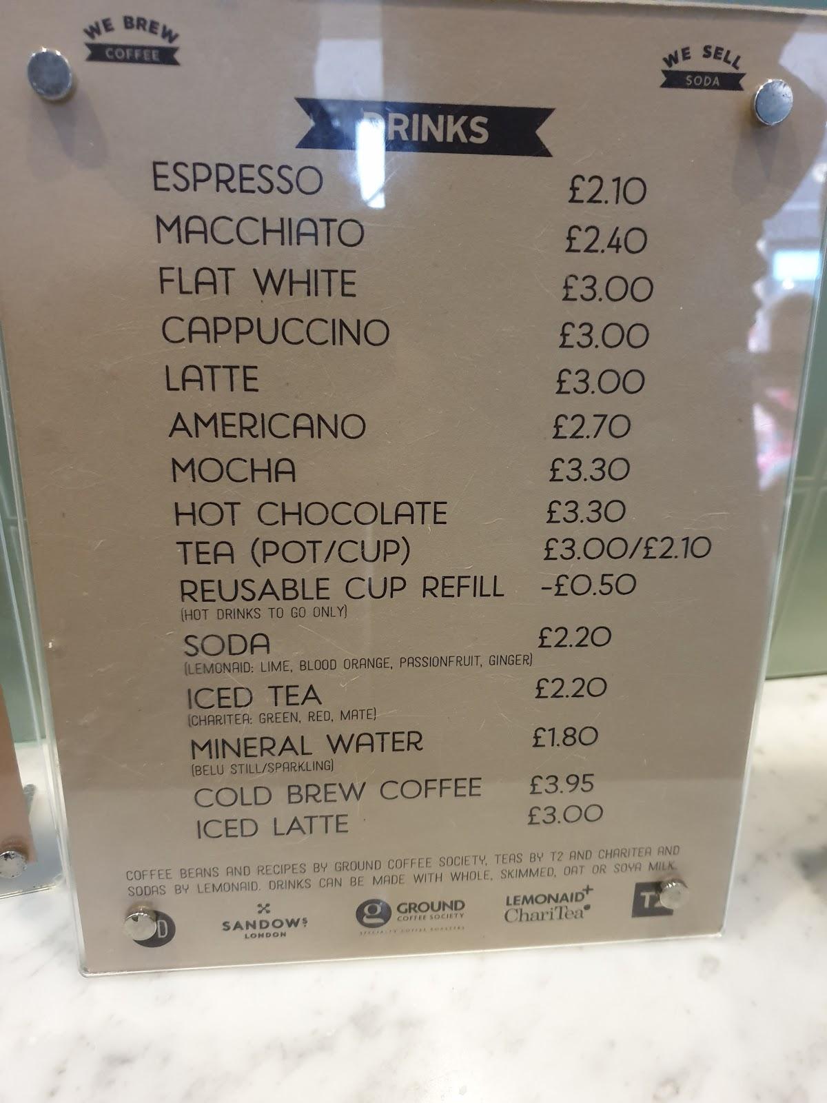 Menu at Crumbs & Doilies cafe, London