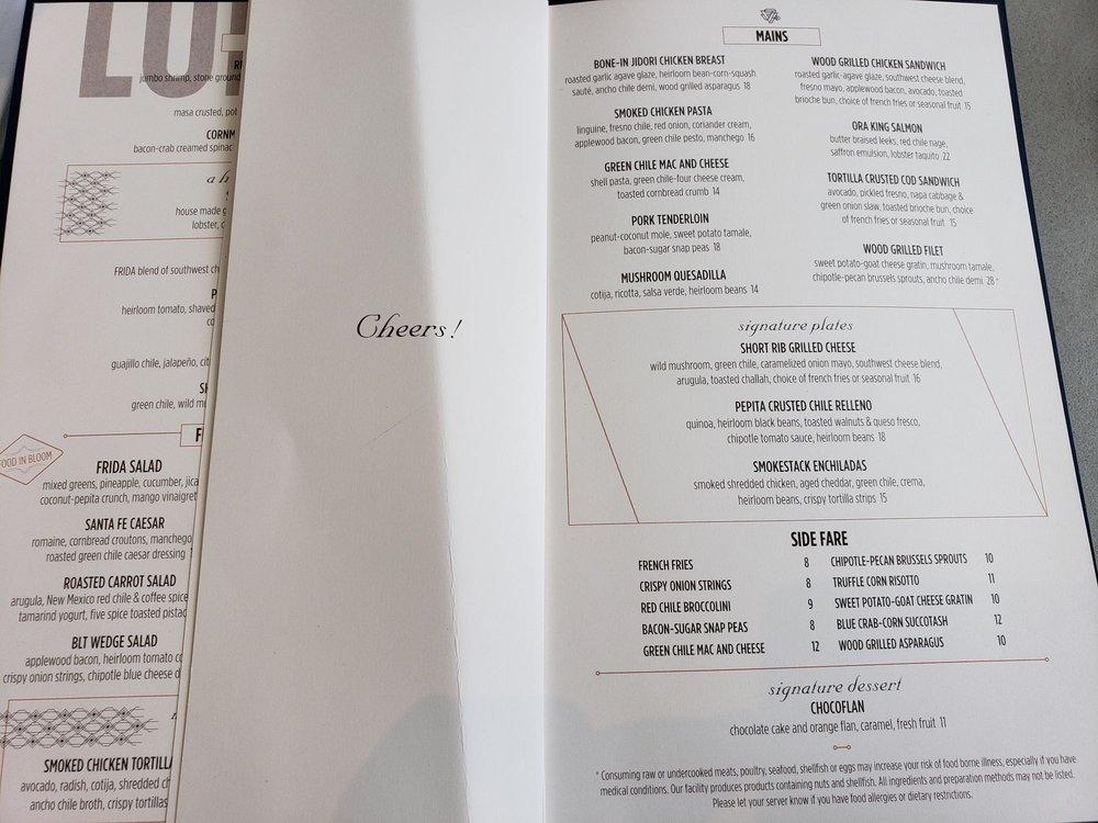 Menu at FRIDA southwest restaurant, Oklahoma City