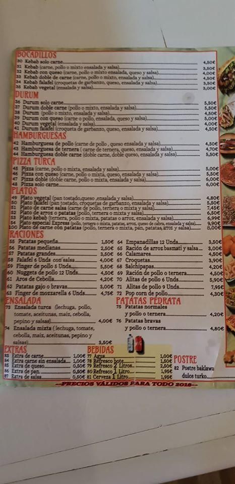 Menu at KEBAB Express &fried chicken restaurant, Pinto