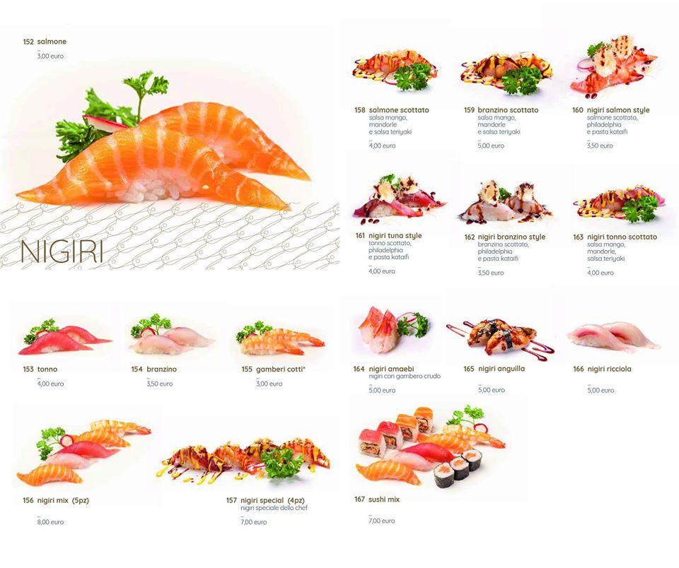 Menu at Moya restaurant, Pavia