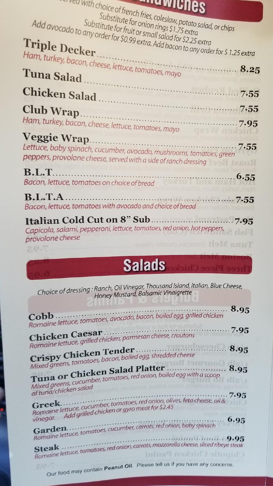 Menu at S & G Restaurant, Quantico