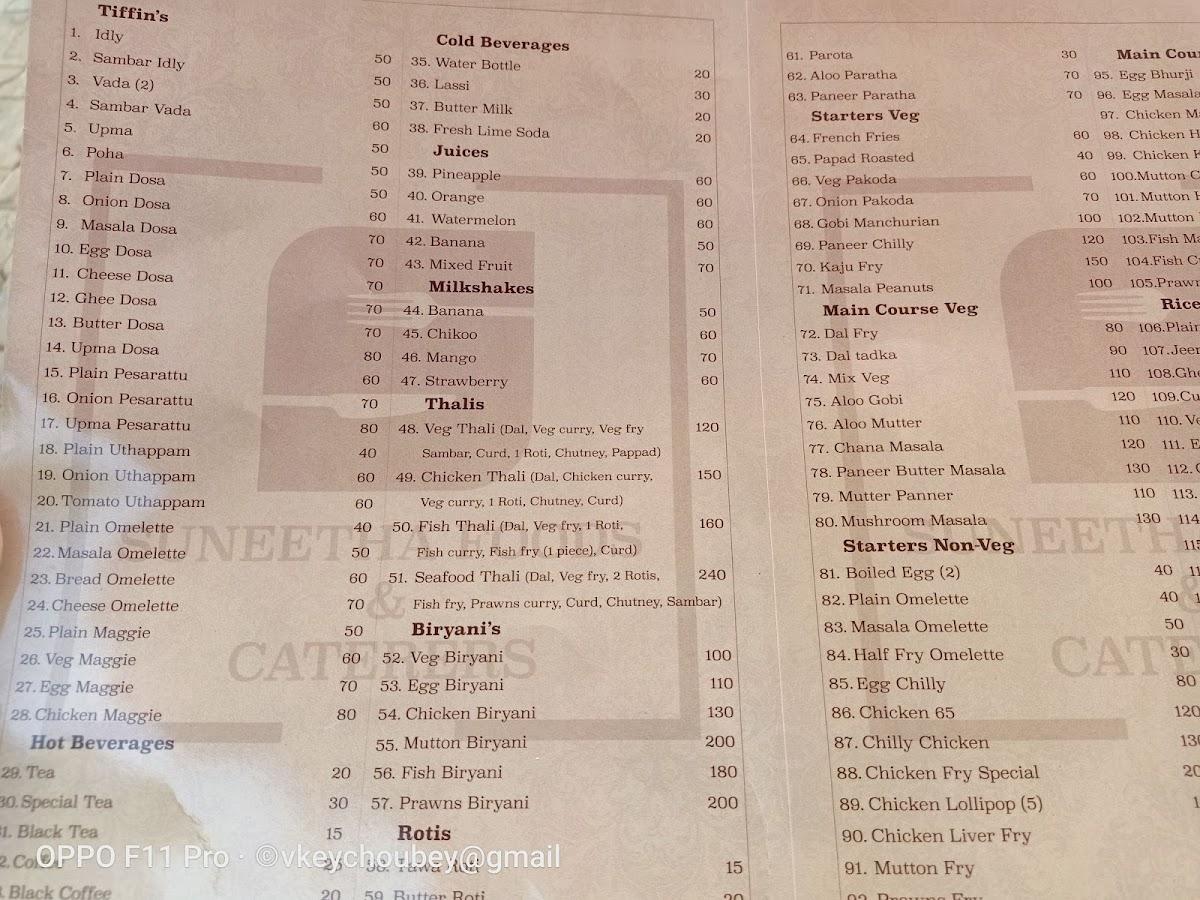 Menu at Amma Telugu richulu family restaurant, Candolim
