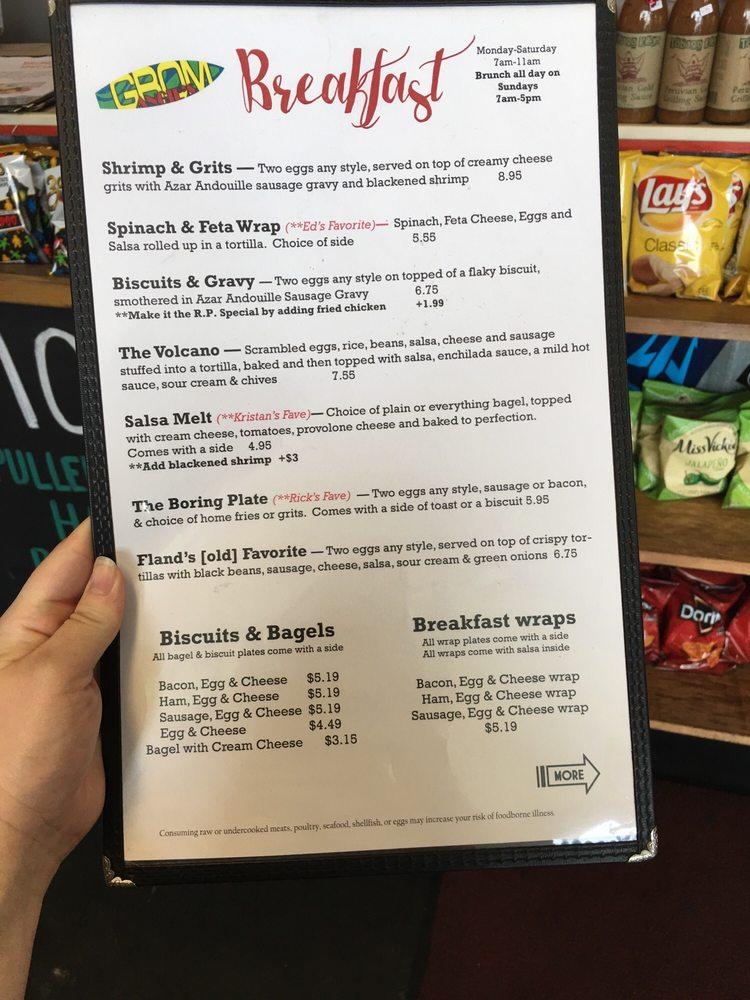 Menu at Grom restaurant, Jacksonville Beach, 204 3rd Ave S
