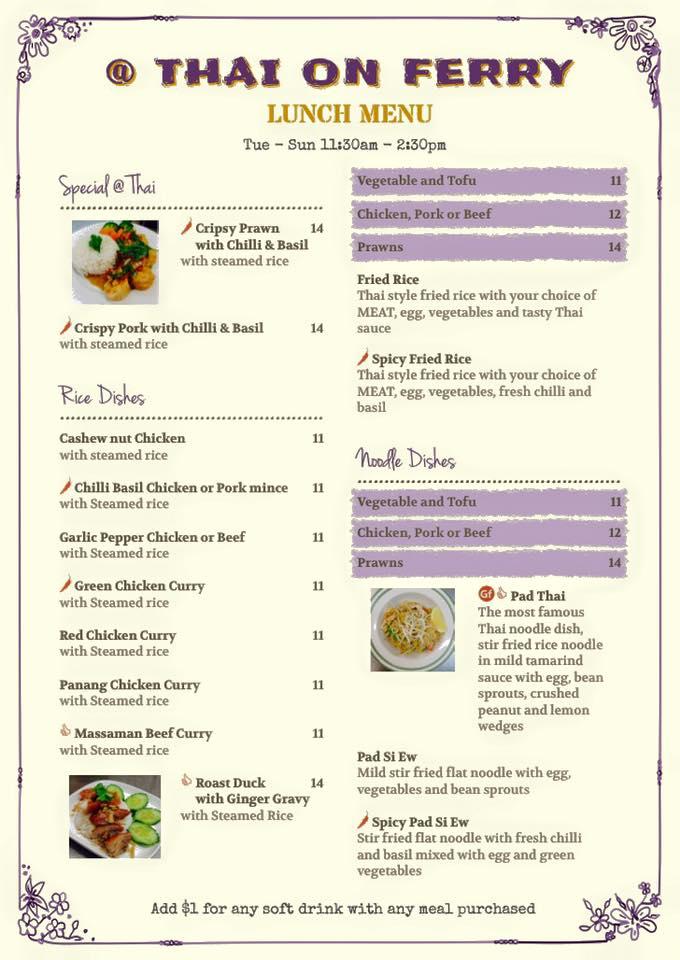 Menu at At Thai on Ferry fast food, Southport