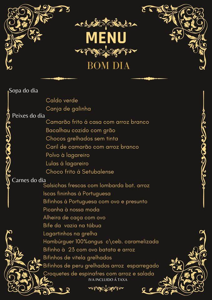 Menu at Bom Dia cafe, Lisbon, R. Viriato 8