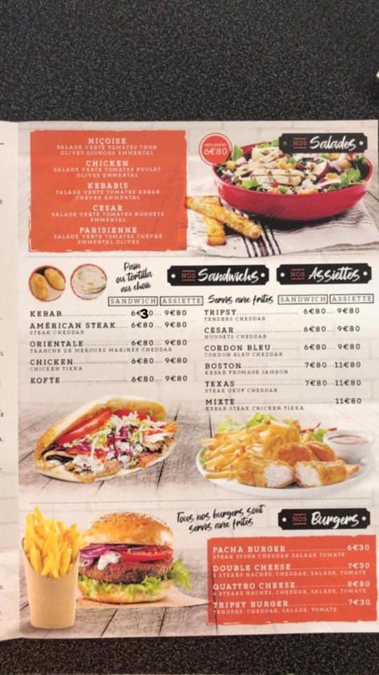 Menu at Les Délices Du Pacha fast food, Villers-Cotterêts