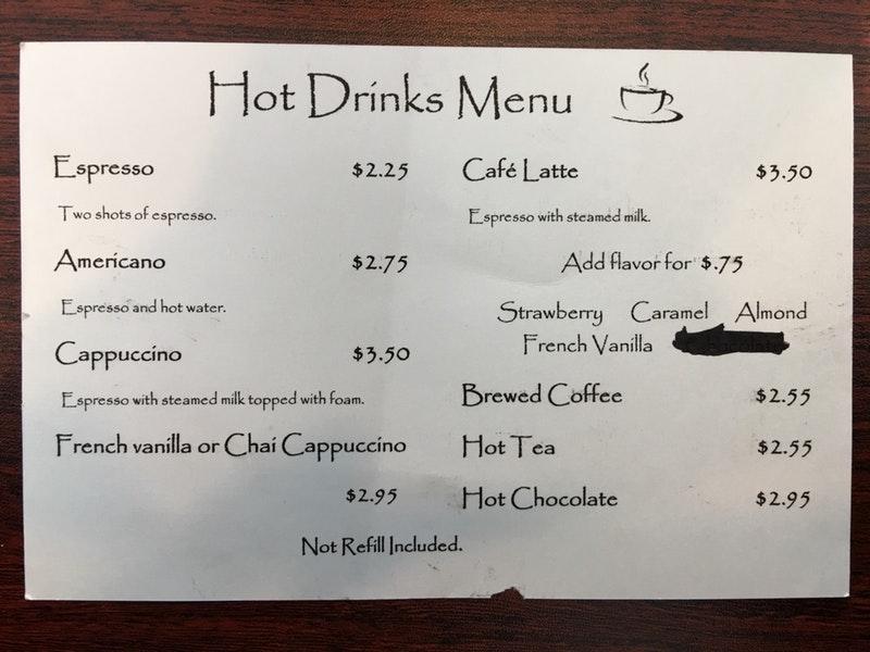 Menu at Louis' Cafe, Golden