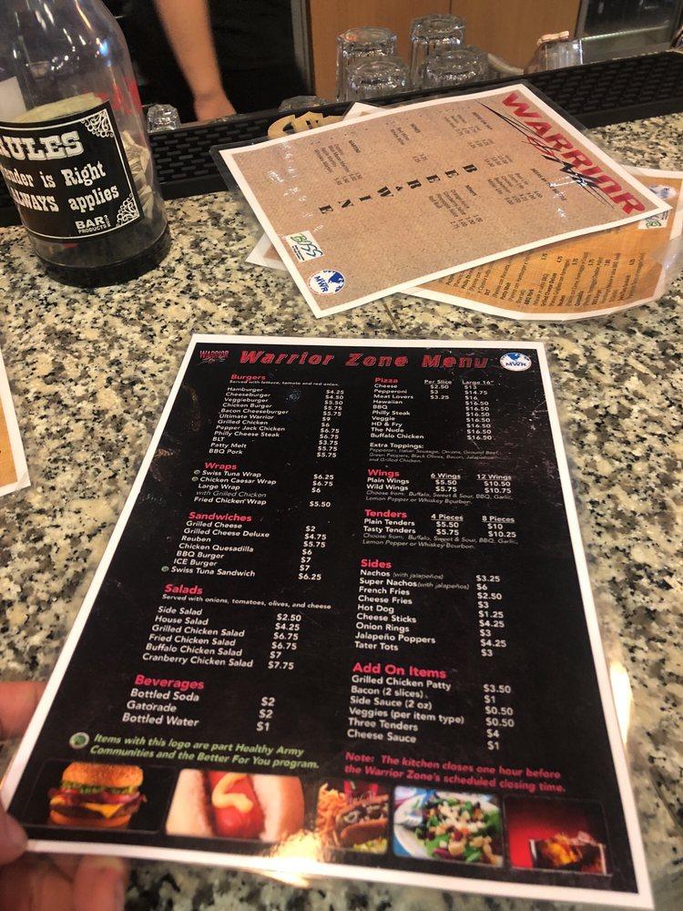 Menu at Warrior Zone pub & bar, Vicenza