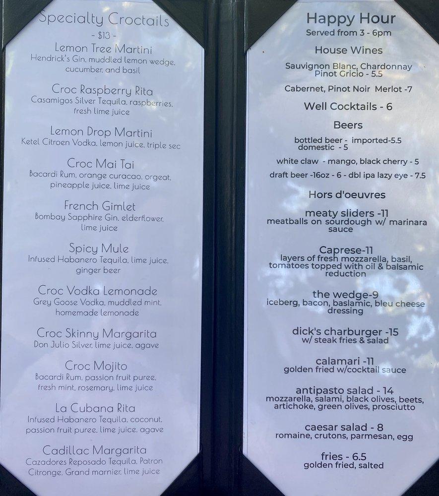 Menu at Crocodile Restaurant & Bar, Santa Barbara
