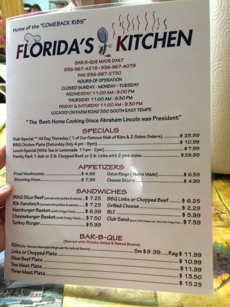 Menu at Florida's Kitchen BBQ, Livingston